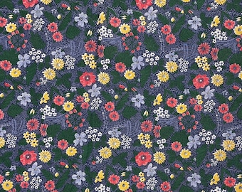 Vintage Blue and Pink Cotton Calico Fabric - Etsy