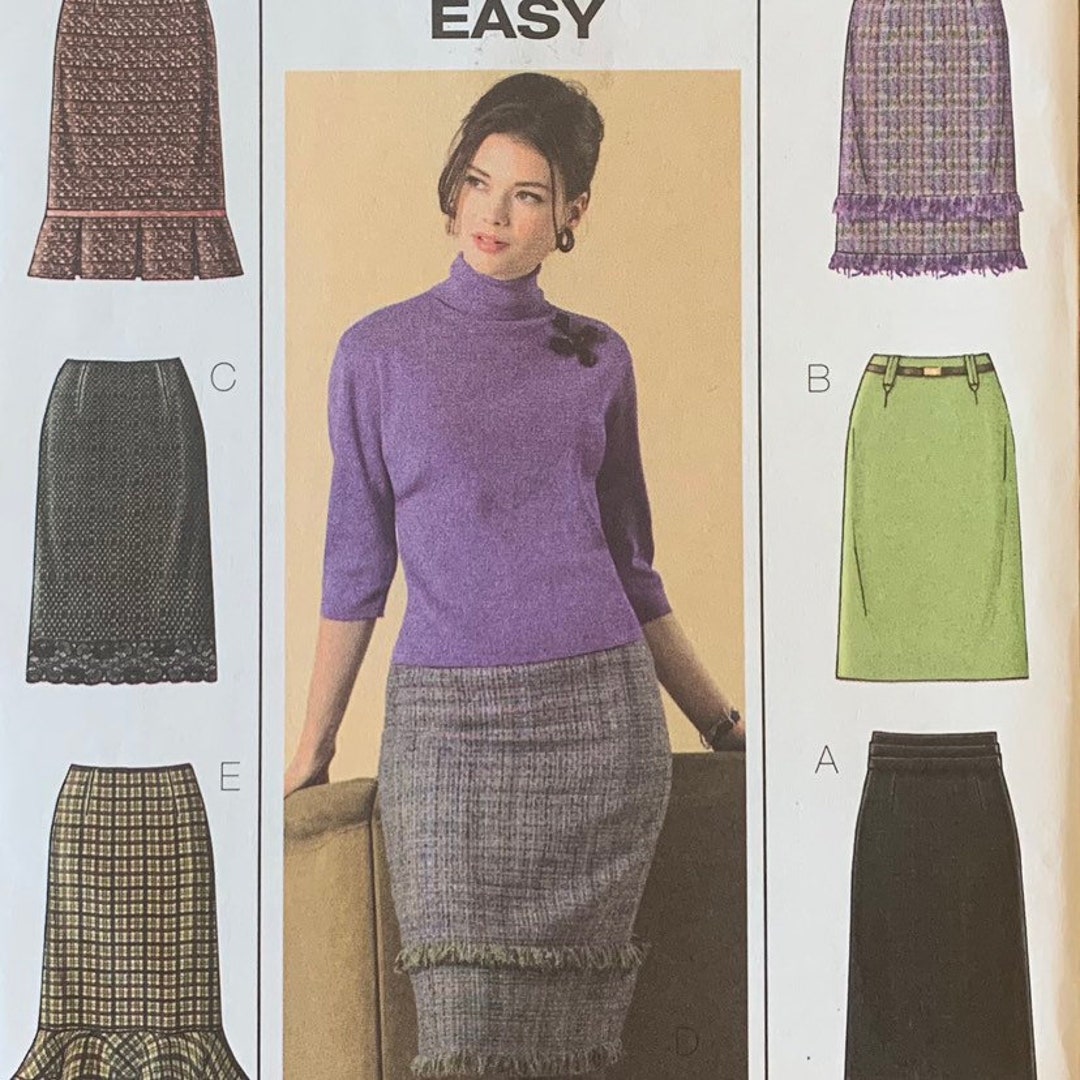 Semi Fitted Straight Skirt Pattern, Six Sew Easy, Butterick 4613, UNCUT ...