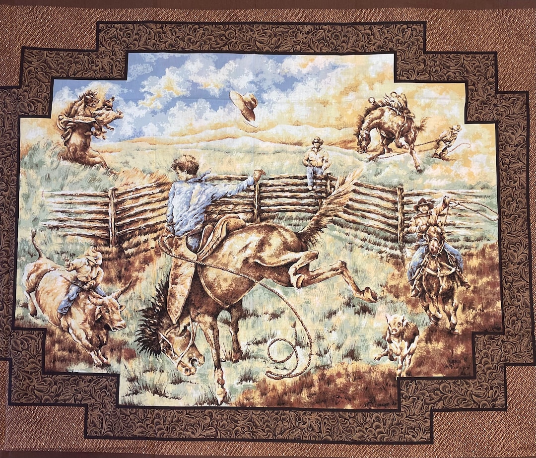 Cowboy Cotton Wall Panel Fabric, Rodeo, Ranch - Etsy