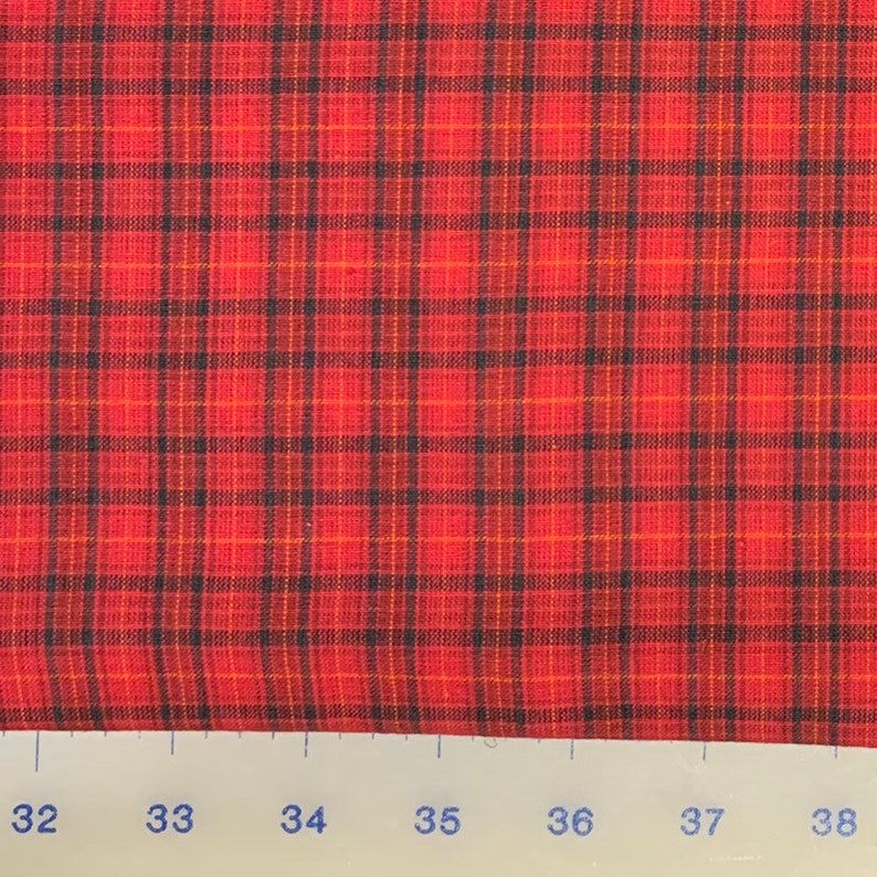 100% Cotton Red and Gray Plaid Homespun Fabric by the Yard - Etsy
