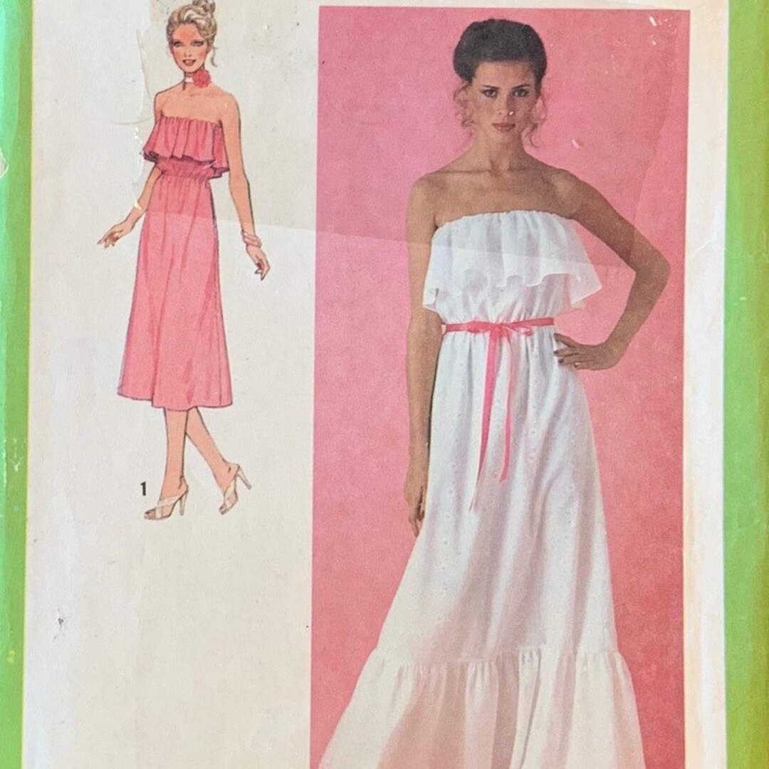 Vintage Strapless Ruffled Dress Pattern, Simplicity 8956, UNCUT - Etsy