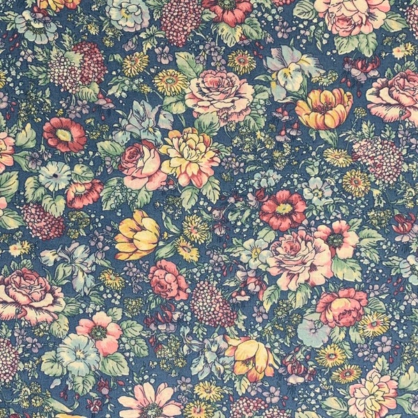 Floral Blue Calico Cotton Fabric - Etsy