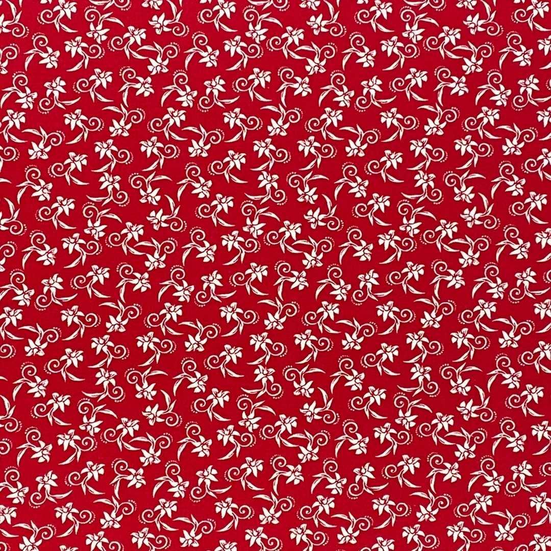100% Cotton Red and White Small Print Calico, Floral - Etsy