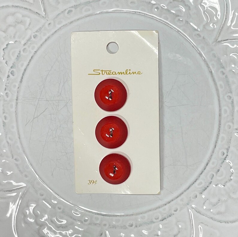 Vintage Red Buttons on Original Card, Streamline Buttons - Etsy