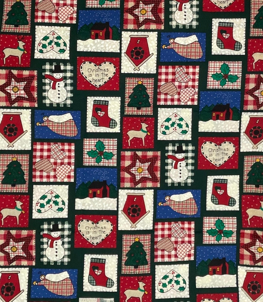 Christmas Patchwork Cotton Fabric, Cheater Cloth, Fabric Traditions - Etsy