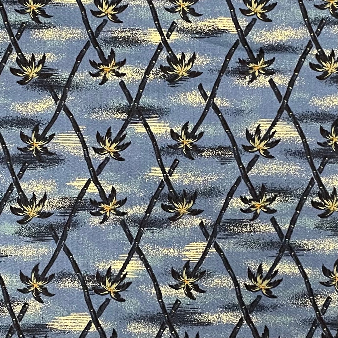 Blue Tropical Floral Fabric, Large Print, Hawaiian, Fabri Quilt ...