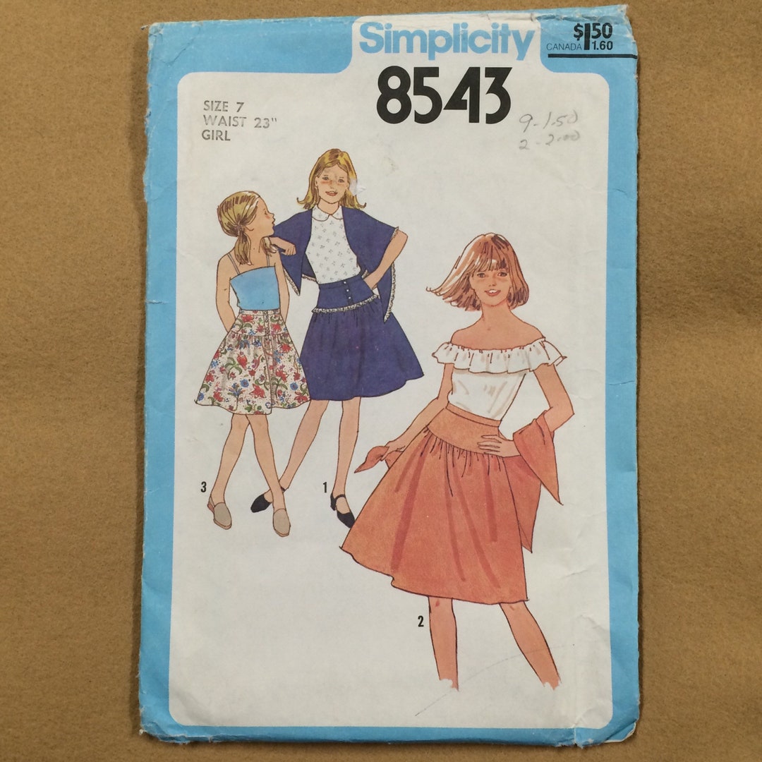 Girls Skirt and Shawl Pattern, Simplicity 8543, UNCUT - Etsy