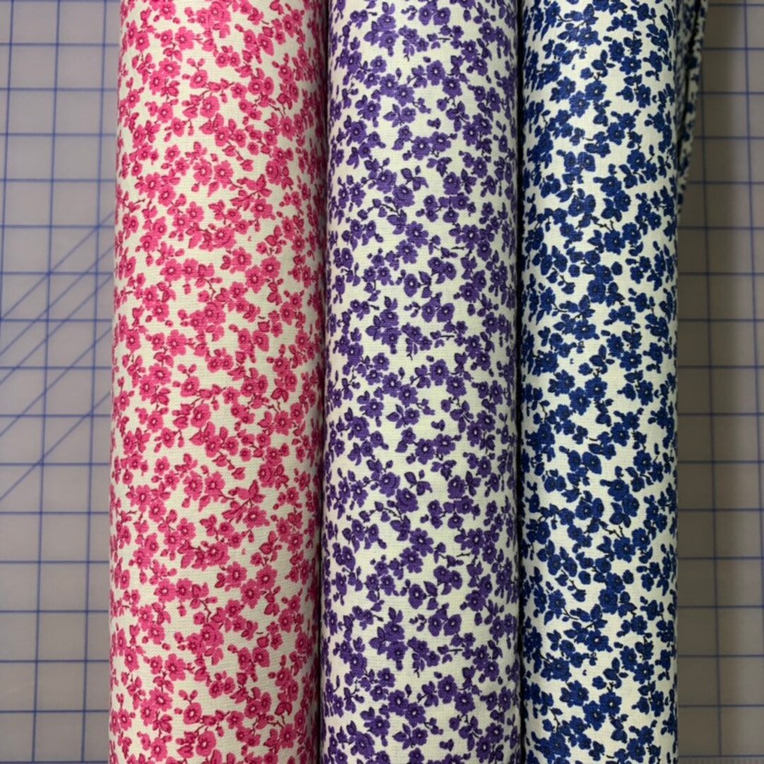 100% Cotton Purple Small Print Calico Fabric, Blue, Pink - Etsy