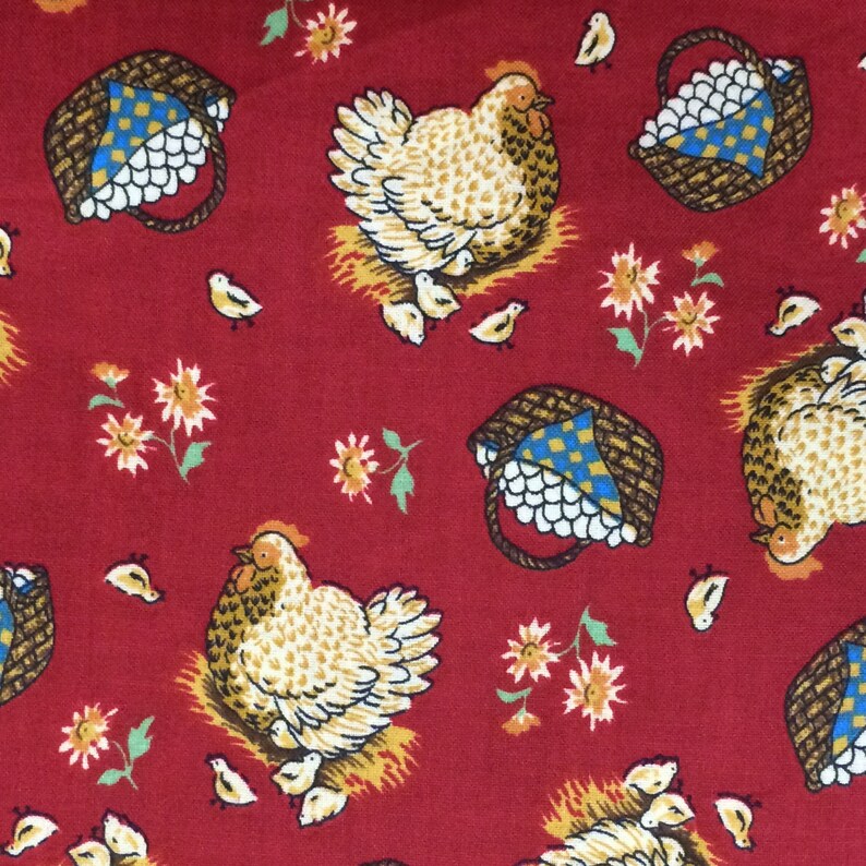 100% Cotton Chicken Fabric by the Yard Rooster Cafe - Etsy