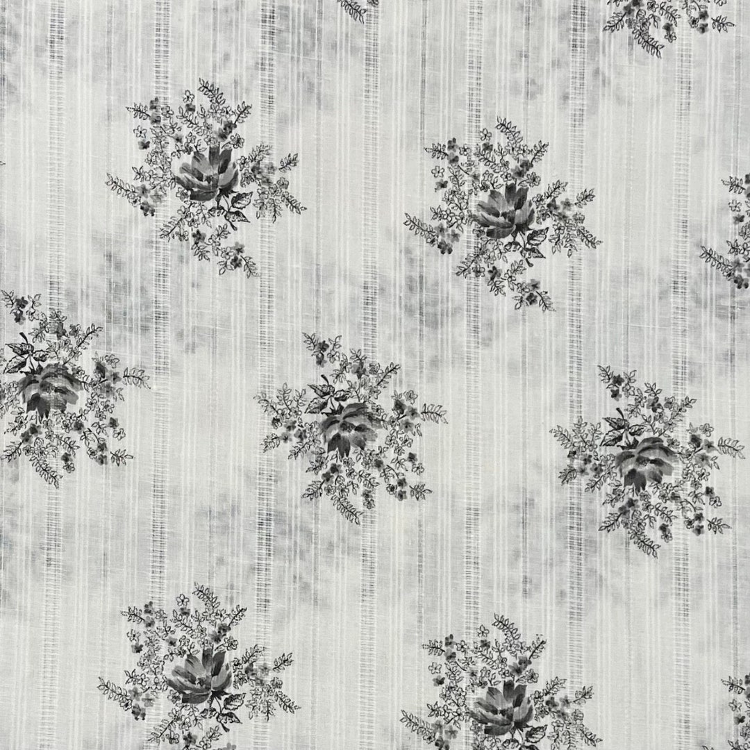 Vintage Sheer Black and White Floral Dimity Fabric, Light Weight, Loose ...