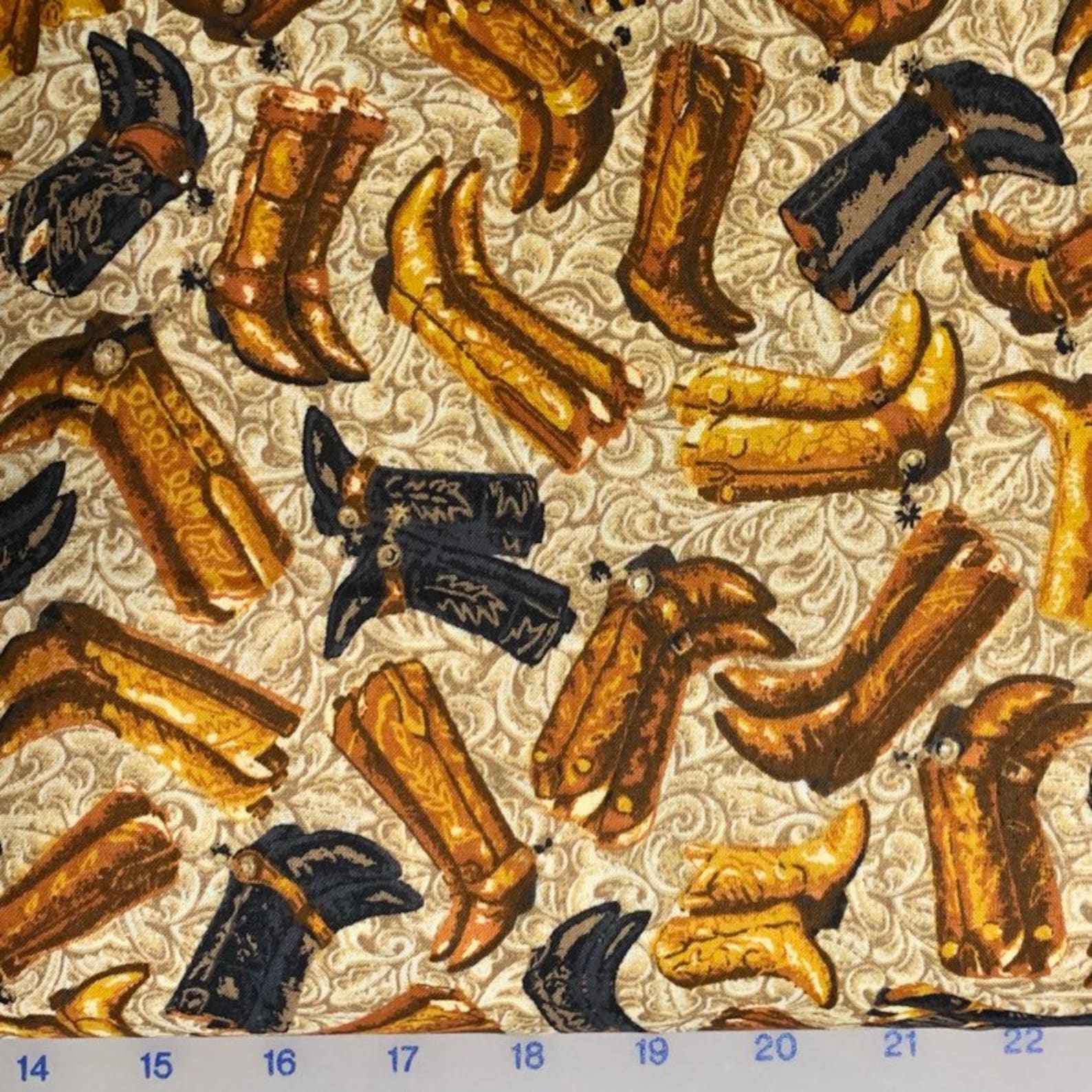 100% Cotton Cowboy Boot Fabric by the Yard Cowgirl Ranch - Etsy