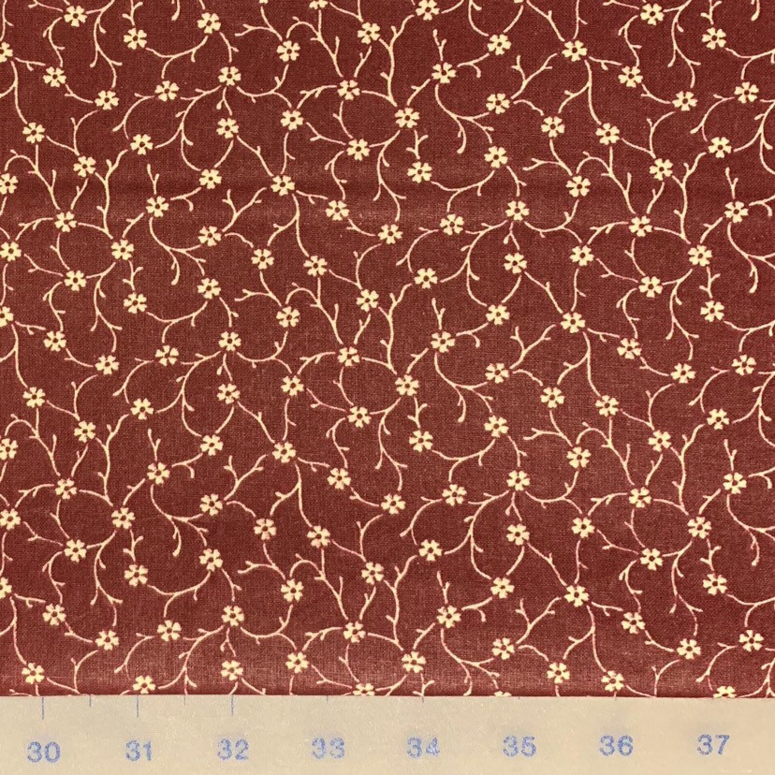 100% Cotton Brown and Beige Calico Fabric Small Print Floral - Etsy