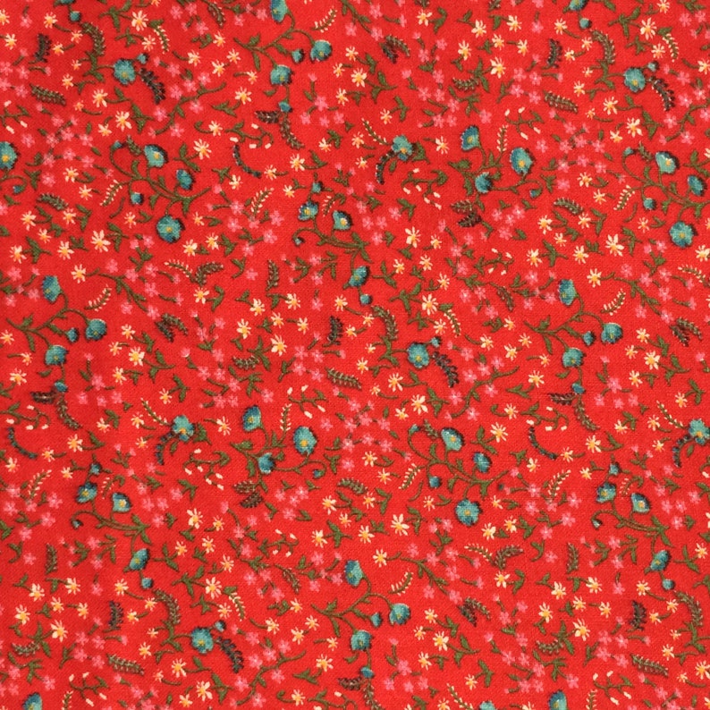 Red Calico Print Fabric / Red Cotton Fabric / Cotton Calico | Etsy