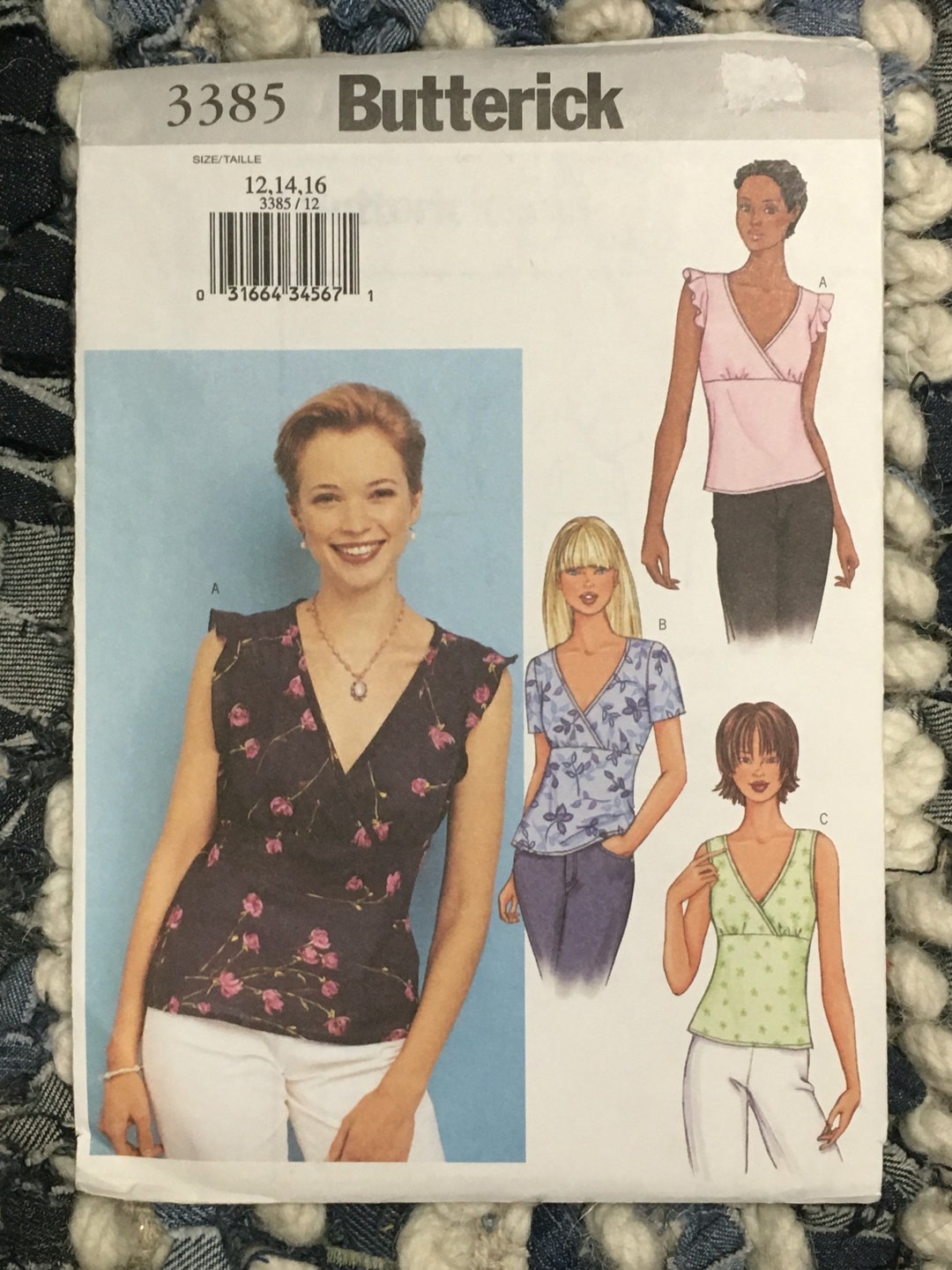 Easy Semi Fitted Blouse Pattern / Pull Over Top, Butterick 3385, UNCUT ...