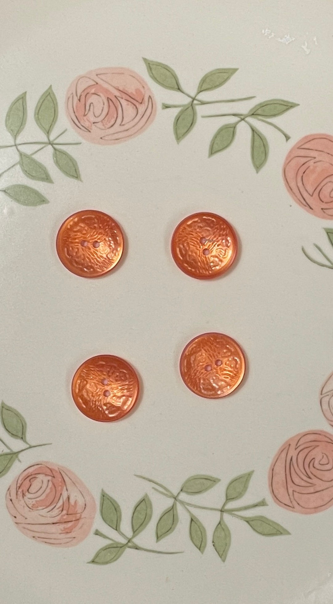 Vintage Orange Foil Like Buttons - Etsy
