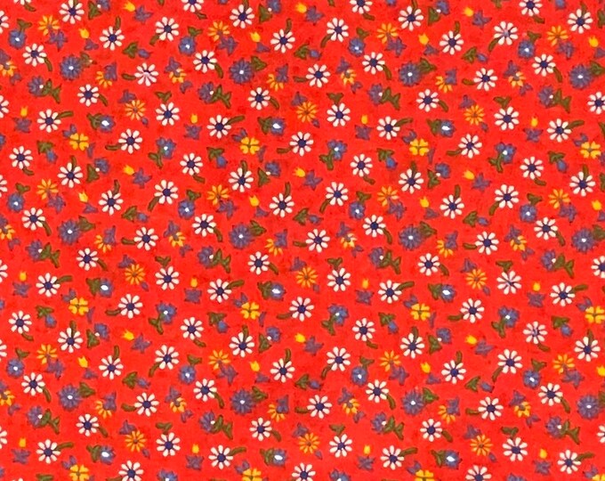 Vintage Red Calico Cotton Fabric, Floral - Etsy