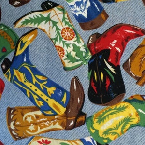 100% Cotton Cowboy Boot Fabric by the Yard, Cowgirl, Ranch, Farm, Rodeo ...