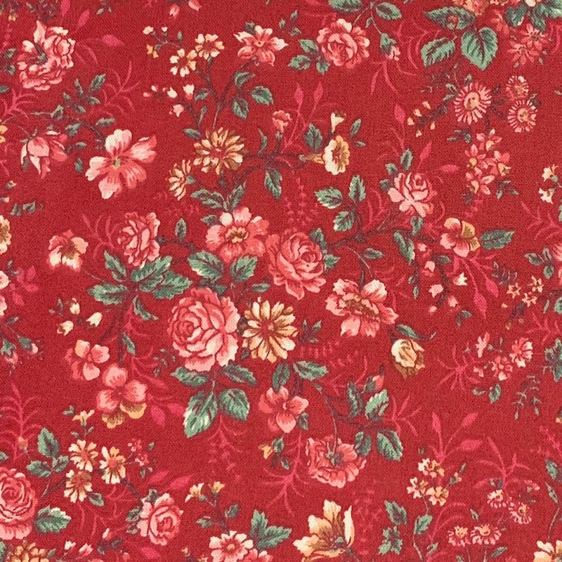 Pink Rose Calico Fabric - Etsy