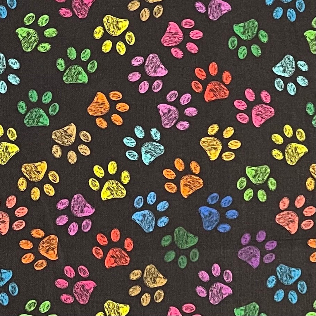 Rainbow Paw Print Cotton Fabric, Digital Print - Etsy