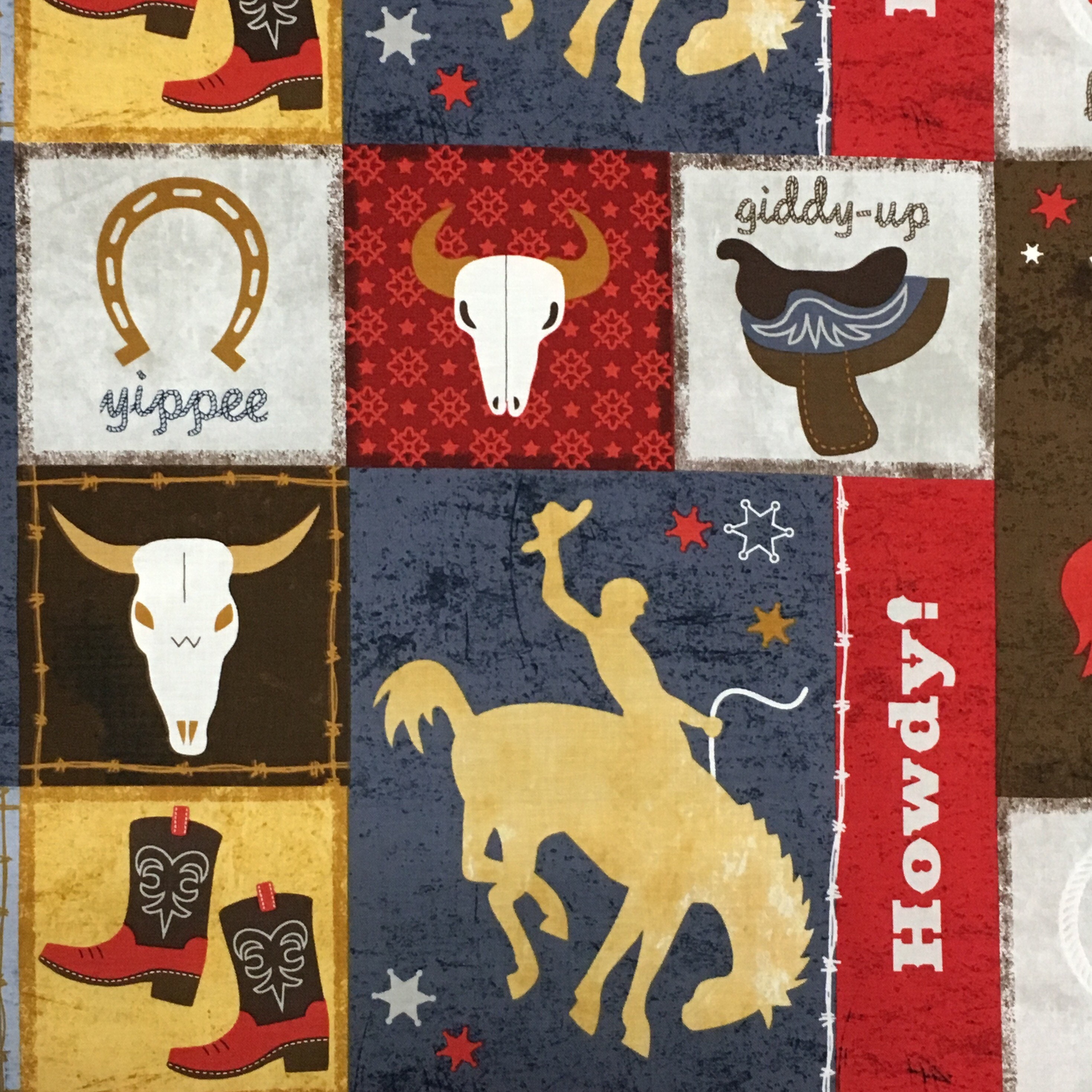100% Country Western Fabric By The Yard Cowboy Bronco | Etsy