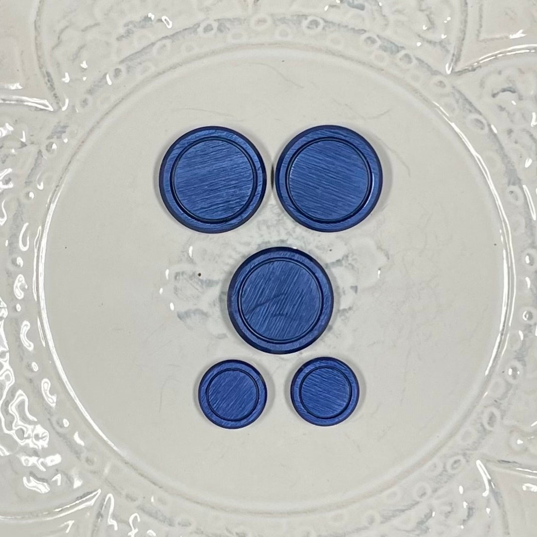 Vintage Blue Ribbed Buttons - Etsy