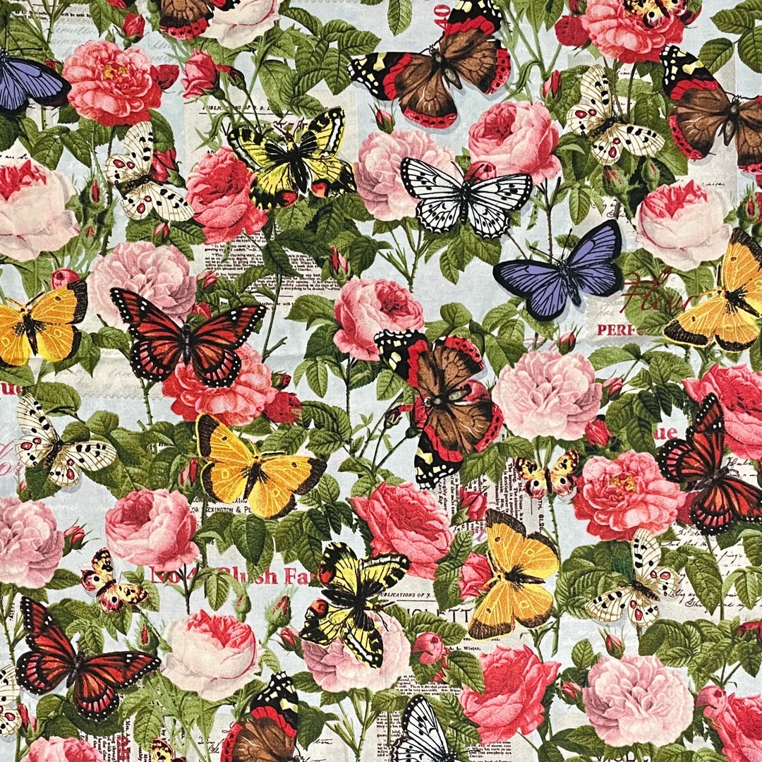 Beautiful Butterflies Cotton Fabric, David Textiles - Etsy