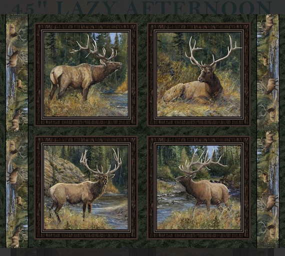100% Cotton Summer Wildlife Cotton Fabric Digital Print Elk - Etsy