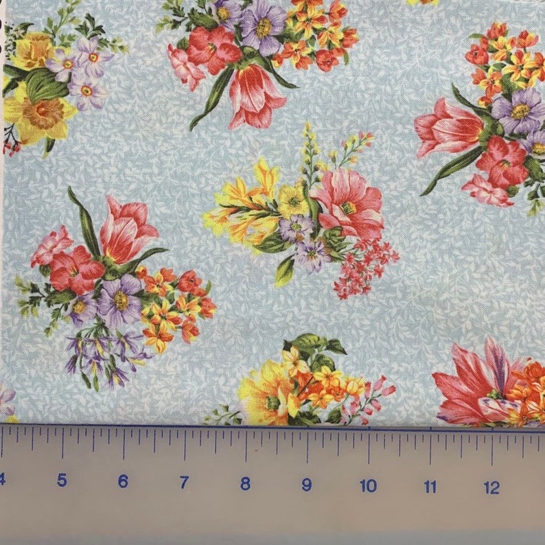 100% Cotton Wildflowers Floral Fabric, Pastel, Wildflower Garden, Fabri ...