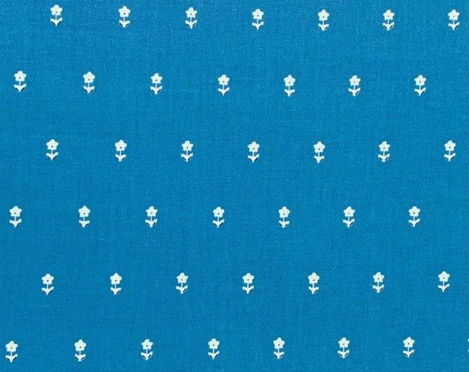 Blue and White Floral Cotton Fabric, Calico, Stella - Etsy