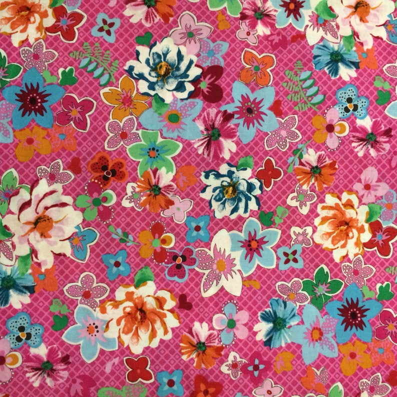 100% Cotton Hot Pink Tropical Fabric for Sale Wildflower - Etsy