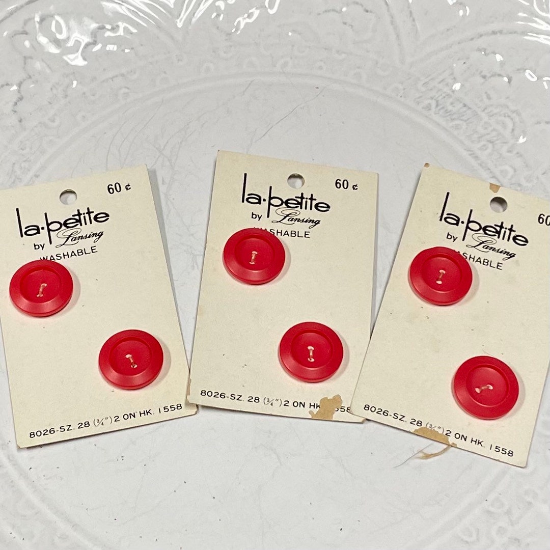 Vintage Red Buttons on Original Card, National Button Co, the Golden ...