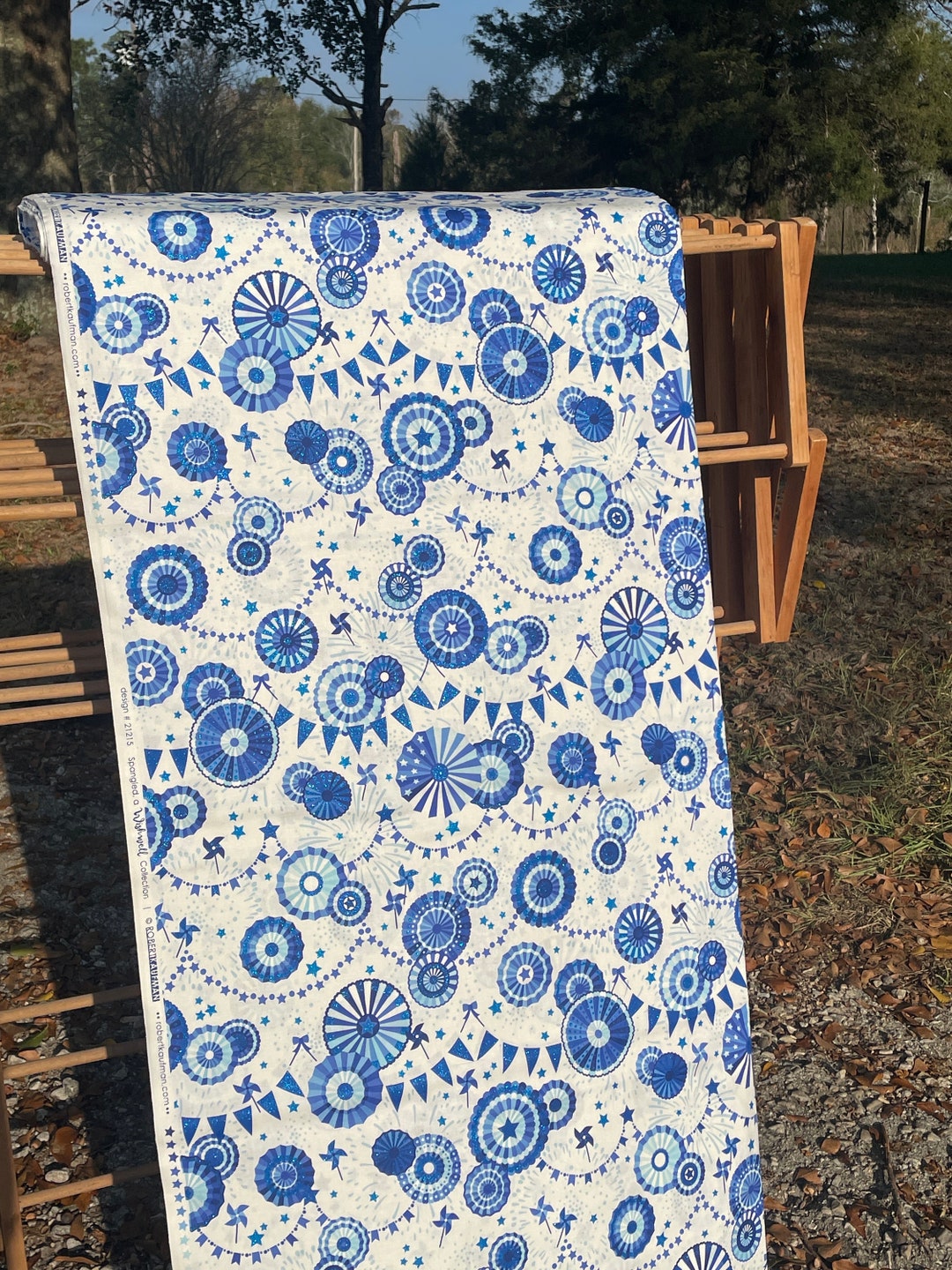 Spangled Blue and White Patriotic Cotton Fabric, Robert Kaufman - Etsy
