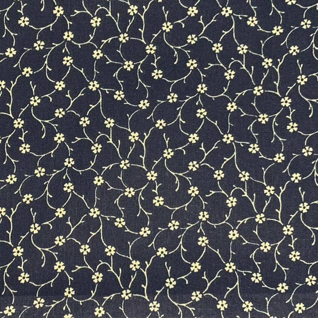 100% Cotton Navy and White Calico Fabric, Small Print Floral - Etsy