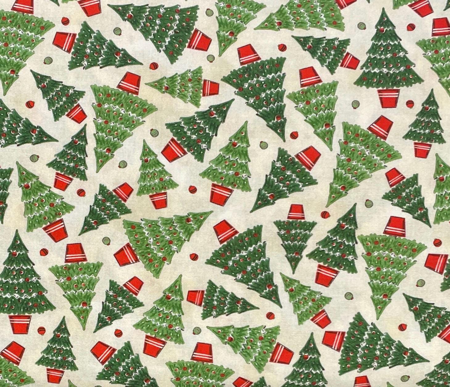 Tossed Christmas Tree Cotton Fabric, Michael Miller - Etsy