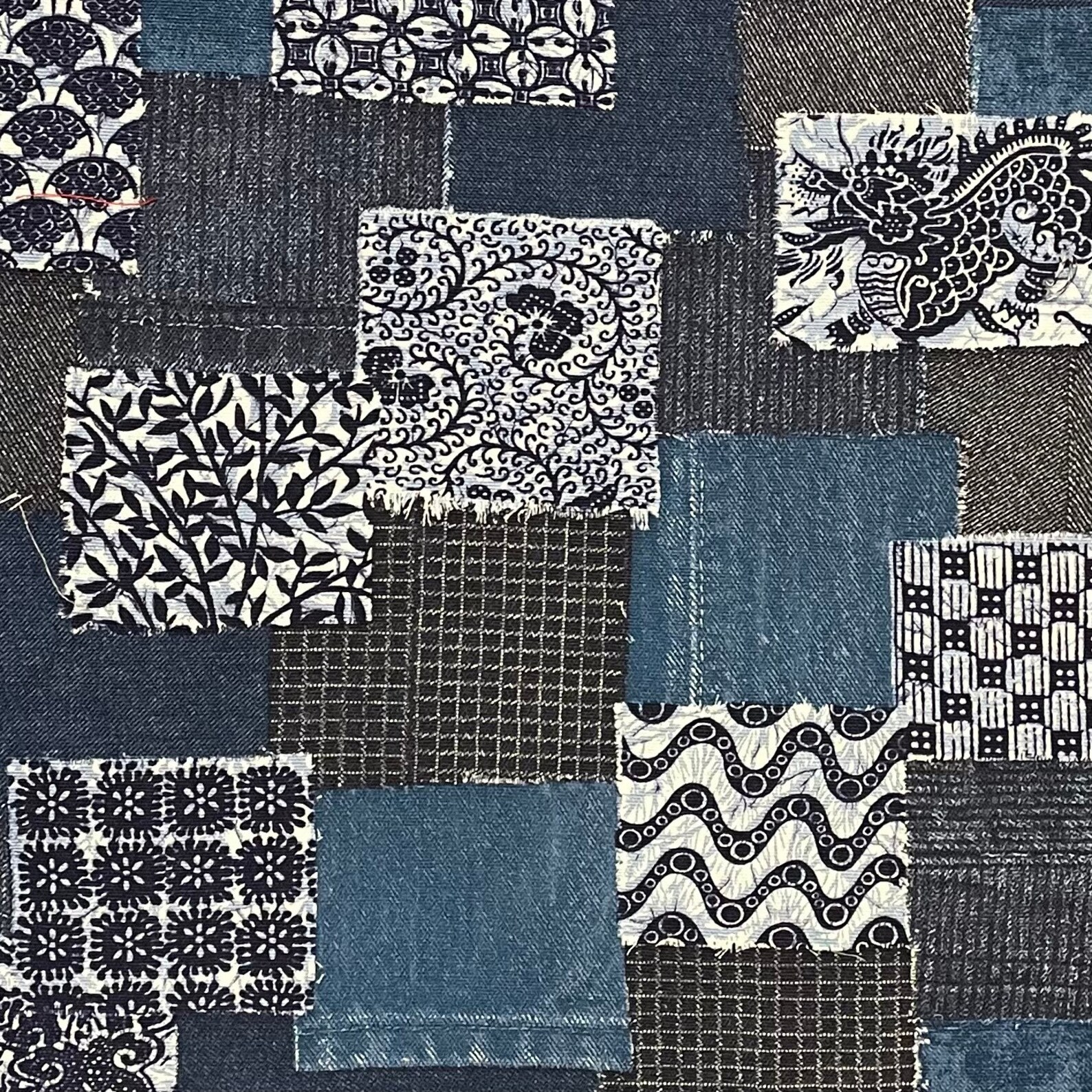 Blue Patchwork Cotton Fabric - Etsy