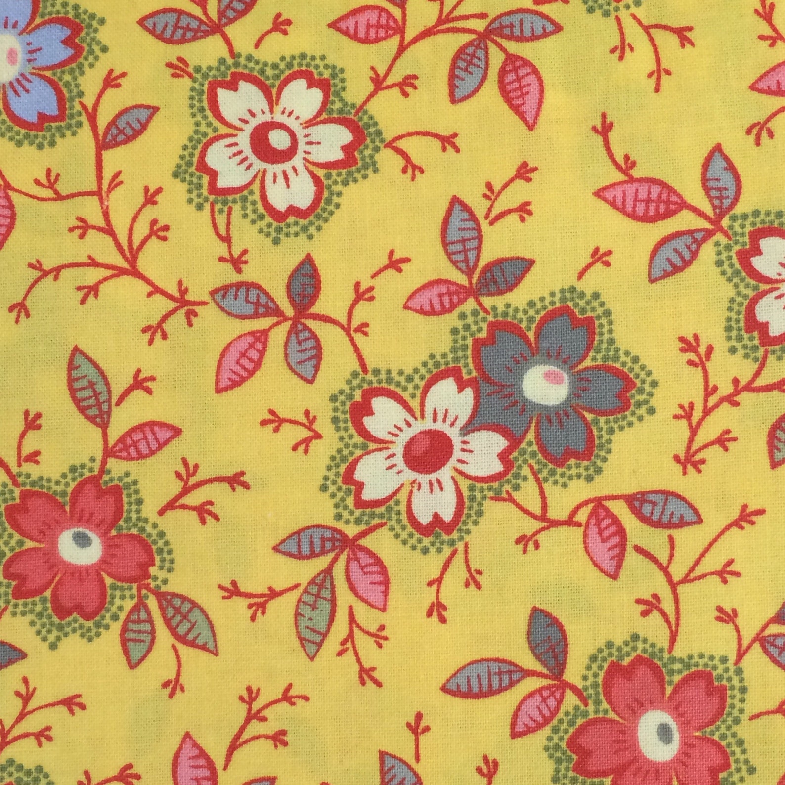 100% Cotton Yellow Floral Fabric by the Yard, Flower Power, Happy ...