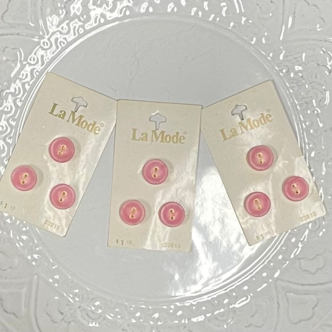 Vintage Frosted Pink Buttons on Original Card, La Mode, Made in Holland ...