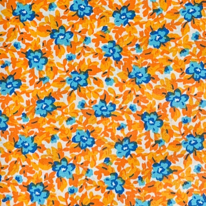 Orange Floral Fabric - Etsy