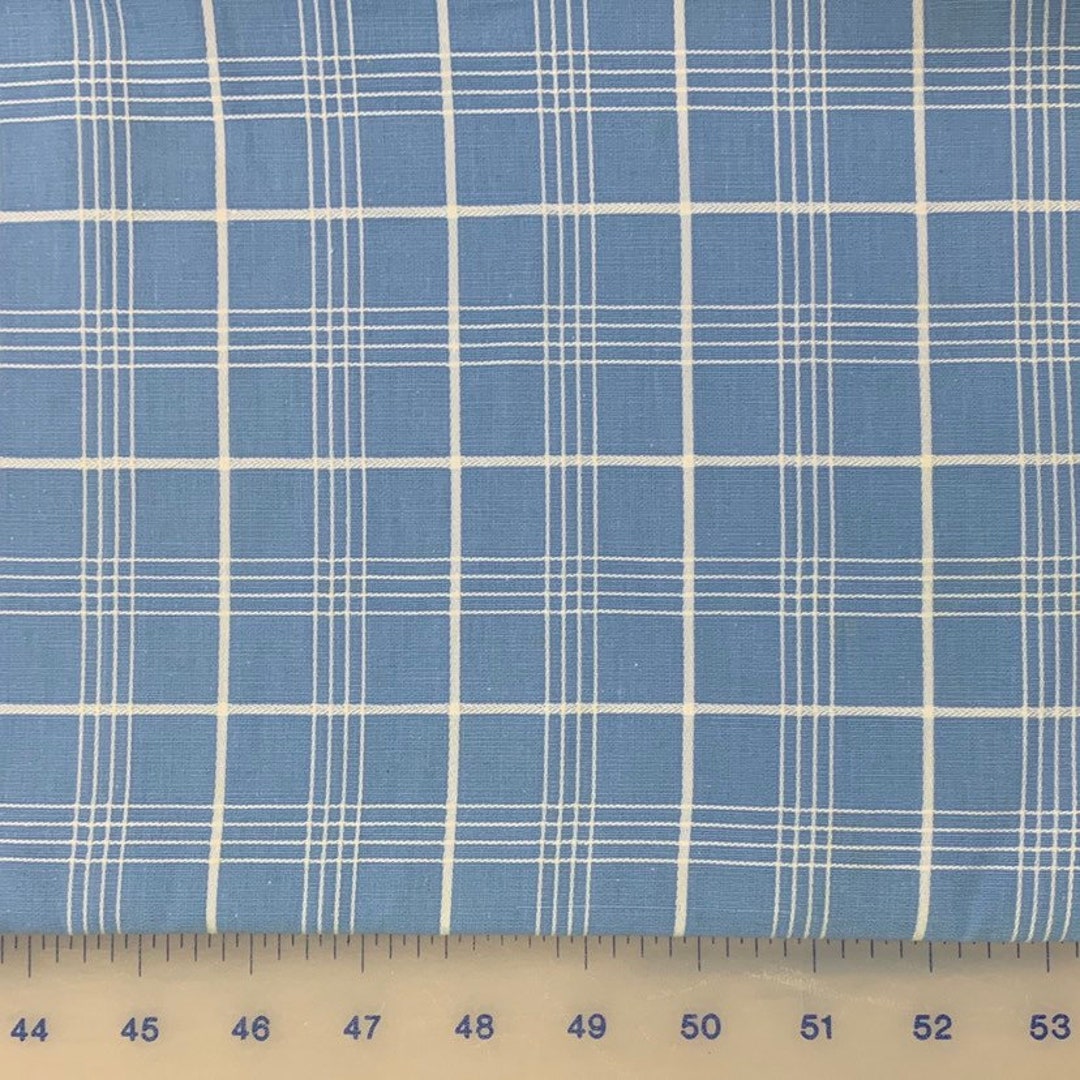 Vintage Blue and White Window Pane Fabric - Etsy