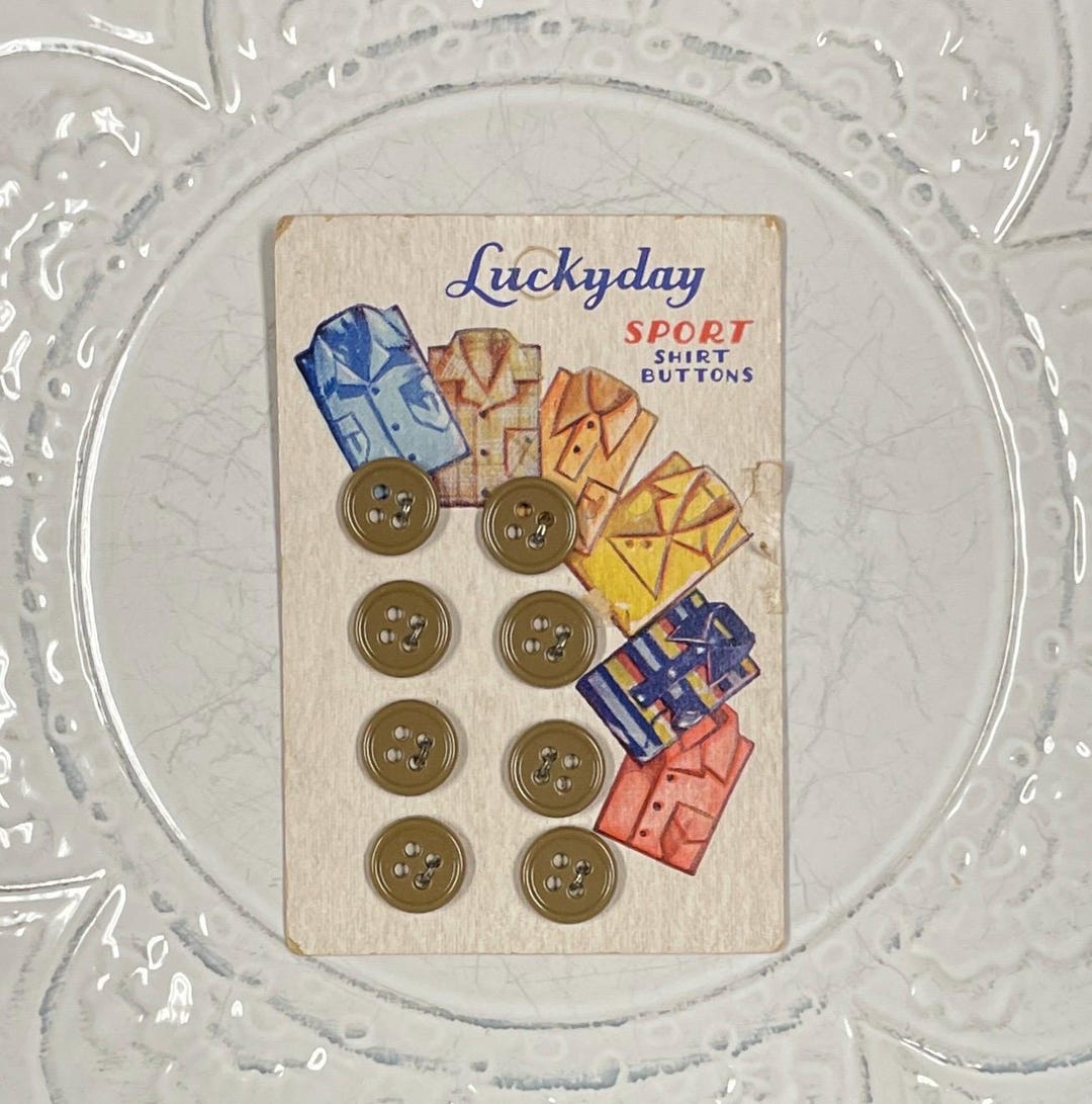 Vintage Lucky Day Sport Brown Shirt Buttons on Original Card - Etsy