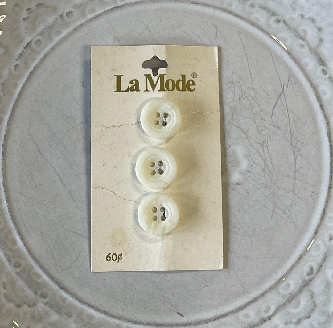 Vintage White Buttons on Original Card, La Mode - Etsy