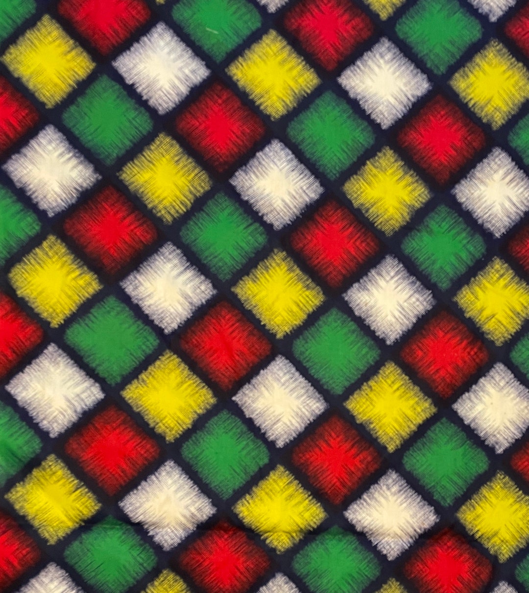 Vintage Large Color Block Fabric, Rainbow - Etsy