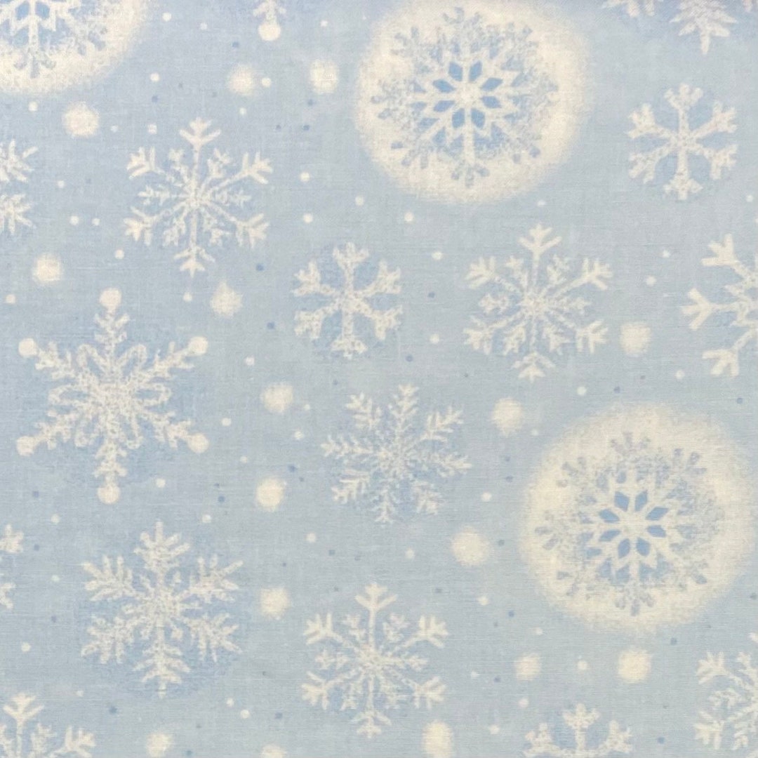 100% Cotton Blue and White Snowflake Winter Fabric - Etsy