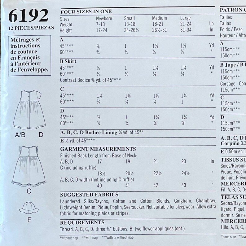 Baby Dress and Hat Pattern, New Look 6192, UNCUT - Etsy