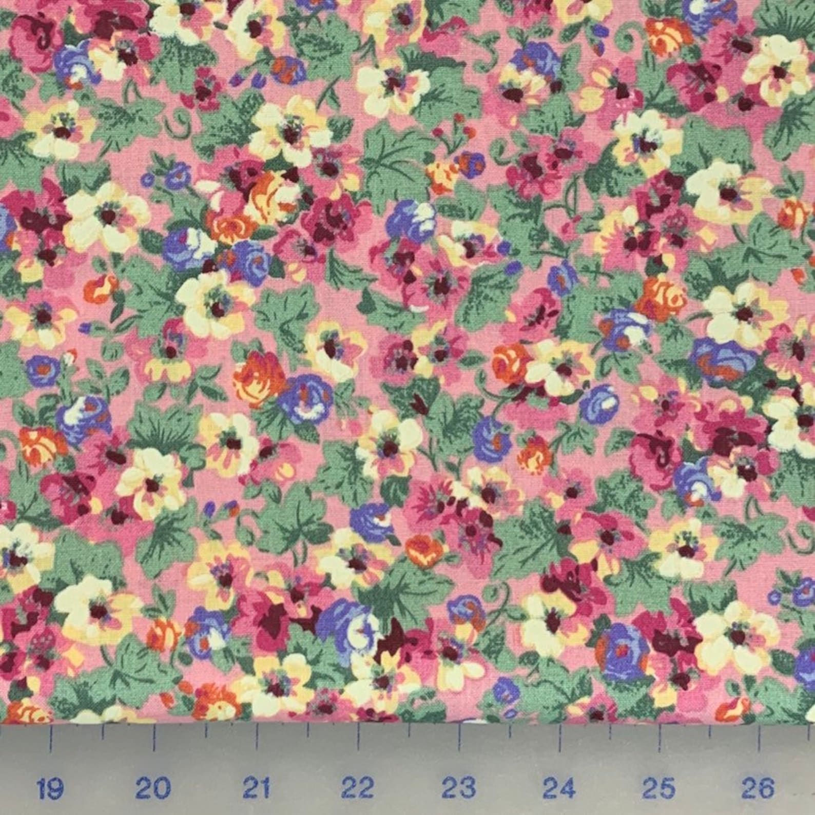 100% Cotton Pink and Yellow Floral Fabric Rose Calico - Etsy
