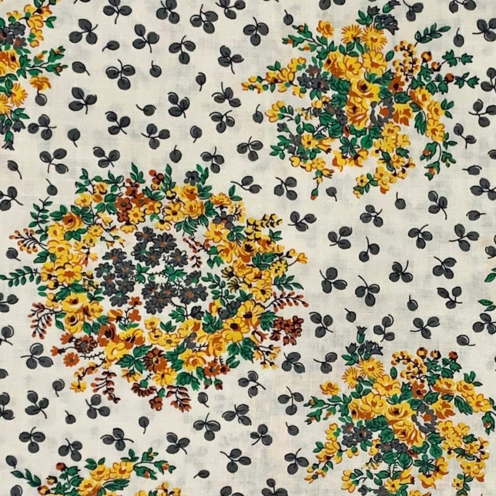 Vintage Yellow Calico Cotton Fabric - Etsy