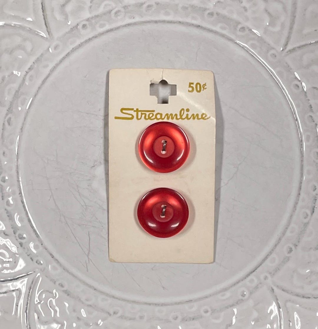 Vintage Red Buttons on Original Card, Streamline Buttons - Etsy