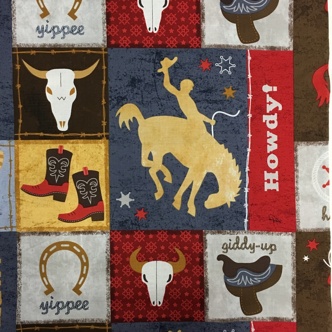 100% Country Western Fabric By The Yard Cowboy Bronco | Etsy