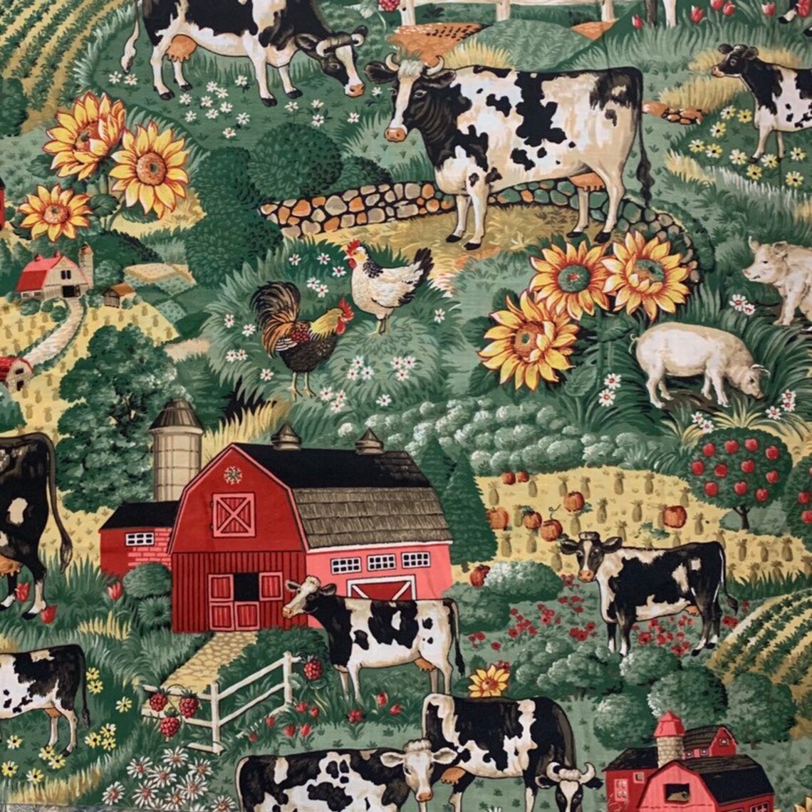 100% Cotton Farmhouse Fabric Apple Tree Joan Kessler - Etsy