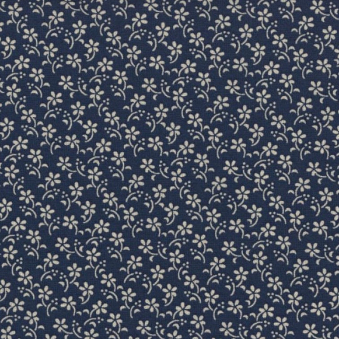 Blue Cotton Calico Fabric, Floral, 1800s Reprint - Etsy